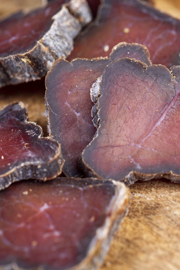 Pieces of Soft Dried Beef Meat Close-up Stock Photo - Image of closeup ...
