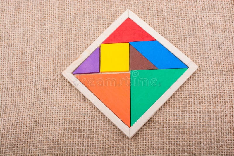 Pieces of a Square Tangram Puzzle Stock Image - Image of shape, school ...