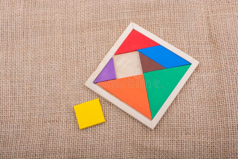 Pieces of a Square Tangram Puzzle Stock Image - Image of school ...