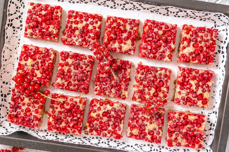 Pieces of Summer Pie with Red Currants Stock Image - Image of filling ...