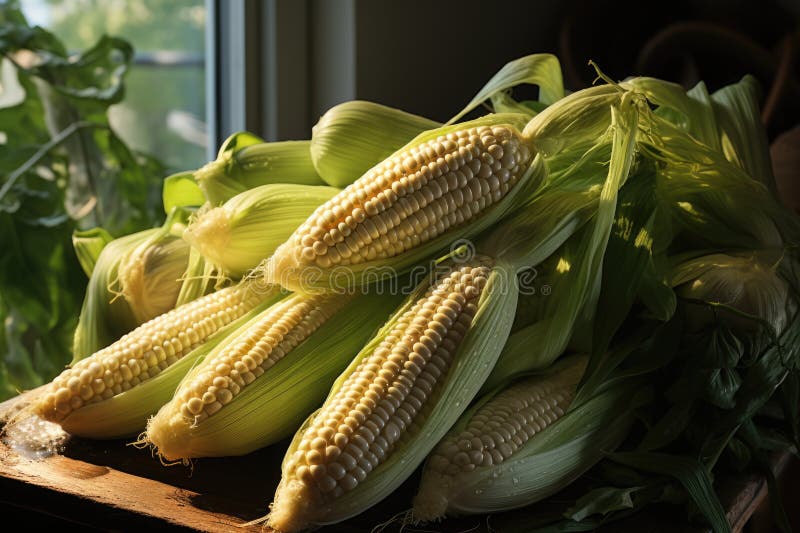 Pieces of Sweet Corn from the Upper View of White Stock Illustration ...