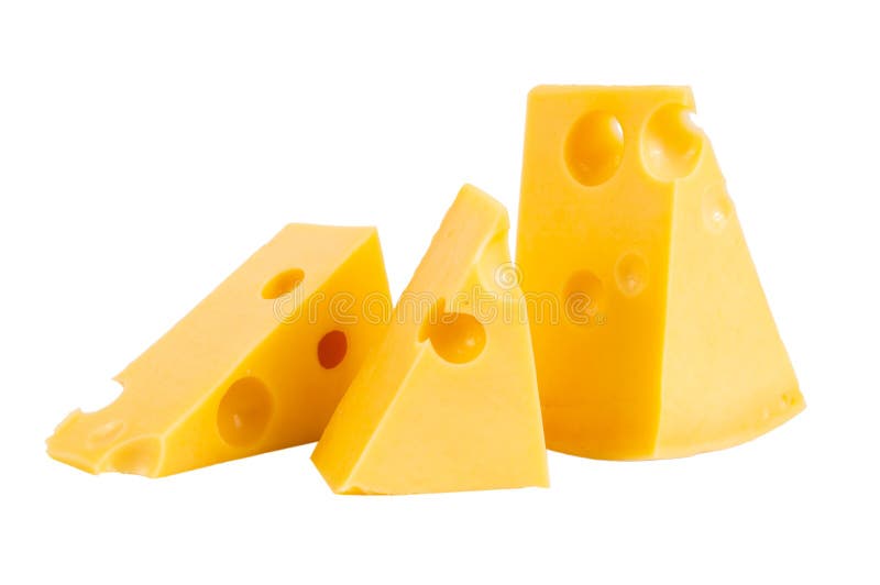 Pieces of Tasty Yellow Cheese Isolated on White Background Stock Photo ...