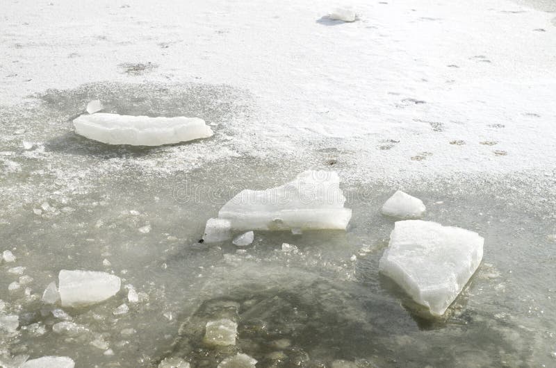 Pieces of Thick Ice Over Frozen Lake Stock Photo - Image of frozen ...