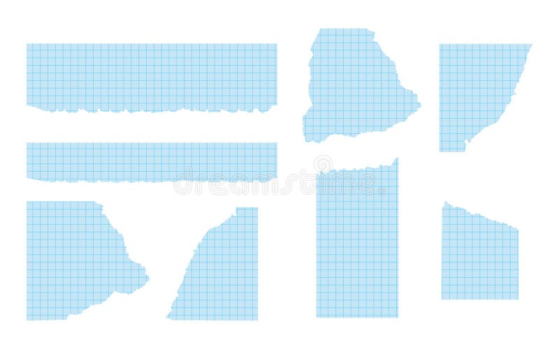 Pieces Torn Blue Graph Paper Grid Line Set Vector Stock Vector ...