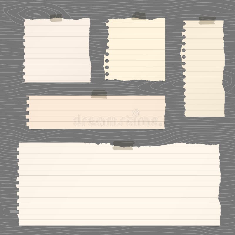 Pieces Torn White Blank Note Paper Sticked Brown Wooden Wall Board ...