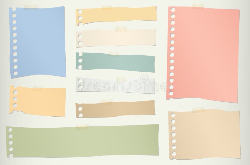Pieces of Torn Colorful Blank Note Paper with Stock Vector ...