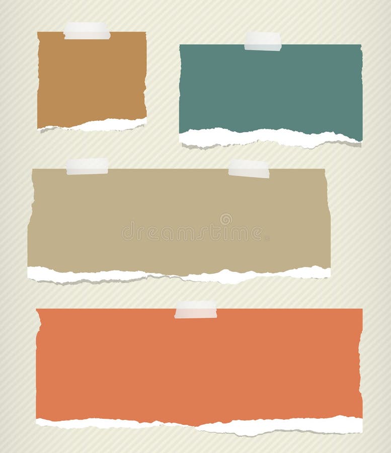 Pieces of Torn Colorful Blank Note Paper Sticked on Lined Pattern Stock ...