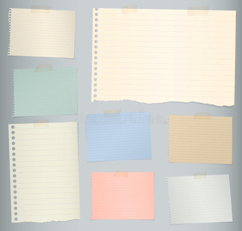 Pieces of Torn Lined Notebook Paper on Squared Background Stock Vector ...