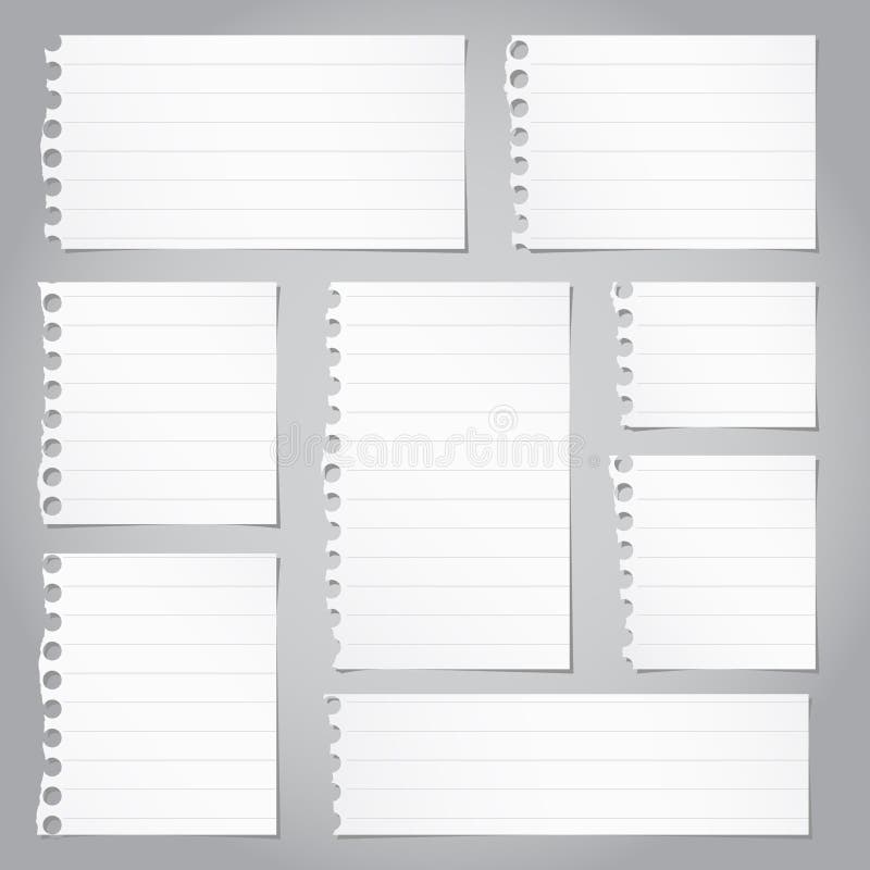 Pieces of Torn Gray Lined Note Paper Stock Vector - Illustration of ...