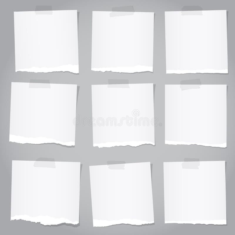 Pieces of Torn Gray Note Paper with Adhesive Tape Stock Vector ...