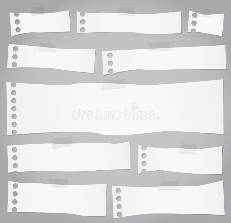 Pieces of Torn White Blank Note Paper with Stock Vector - Illustration ...