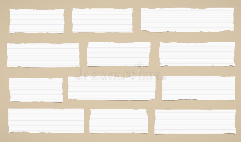 Pieces of Torn White Lined Note Paper Sticked on Brown Wall Stock ...