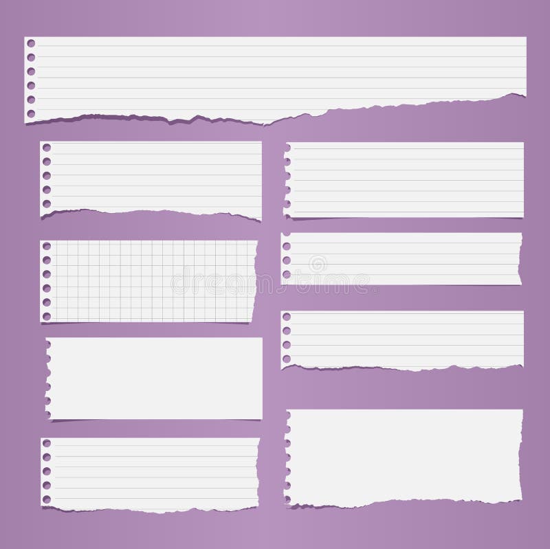 Pieces of Torn White Lined, Squared Blank Notebook Paper Sticked on ...