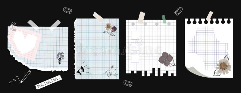 Pieces of Torn White Squared Notebook Paper Different Shapes with ...