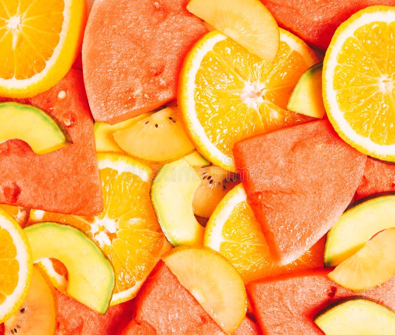 Pieces of Tropical Fruit Cut and Stacked Stock Photo - Image of orange ...