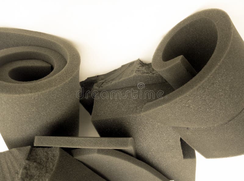 Pieces of Unused Pale Black Foam Material Stock Image - Image of gray ...