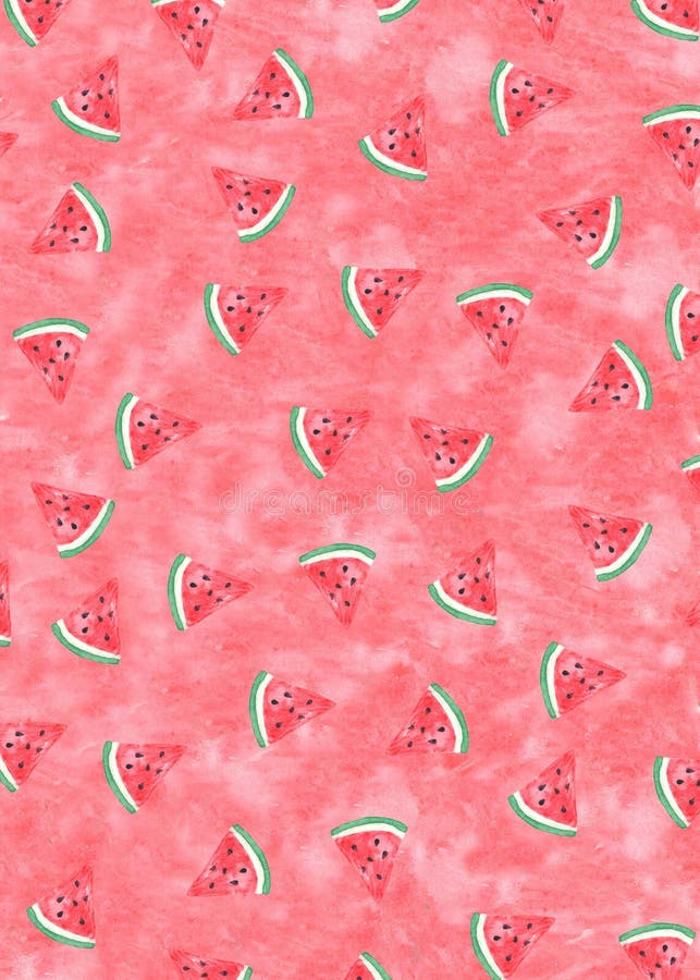 Pieces of Watermelon on a Pink Background. Abstract Illustration Stock ...