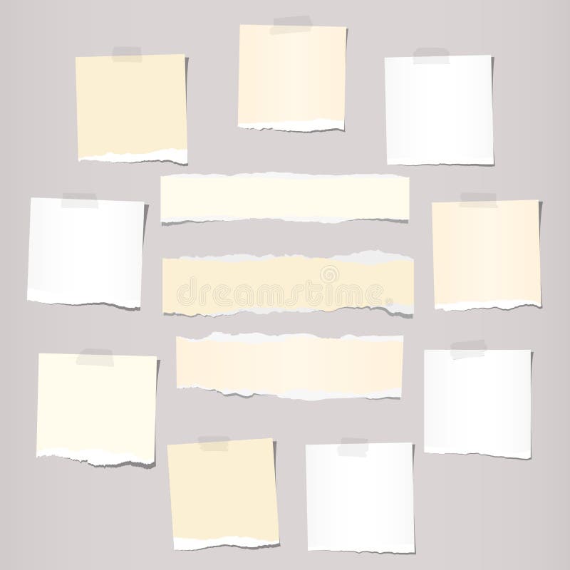 Pieces of White and Beige Torn Note, Notebook Paper Sheets Stuck on ... Pieces of White and Beige Torn Note, Notebook Paper Sheets Stuck on ...