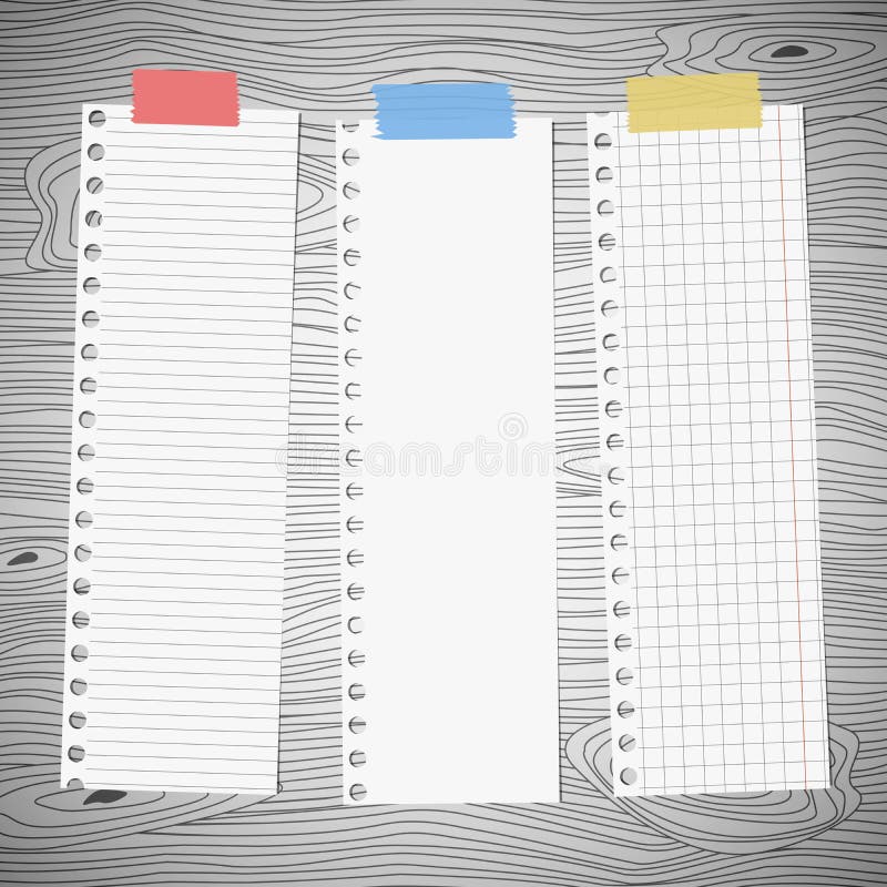 Pieces of White Squared, Lined Note Paper Sticked on Gray Wooden Wall ...