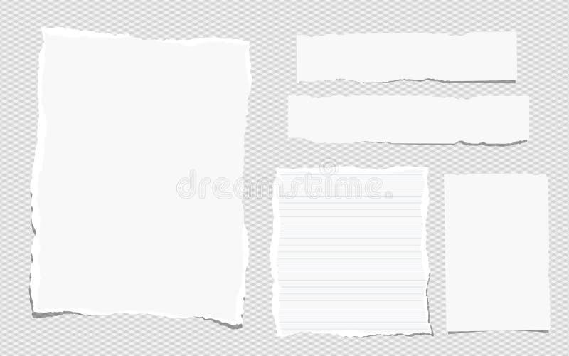Pieces of White Torn Note, Notebook Paper Sheets Stuck on Grey ...