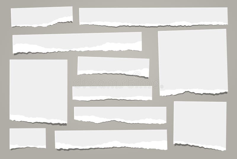 White Torn Note, Notebook Paper Pieces with Torn Edges Stuck on Gray ... White Torn Note, Notebook Paper Pieces with Torn Edges Stuck on Gray ...