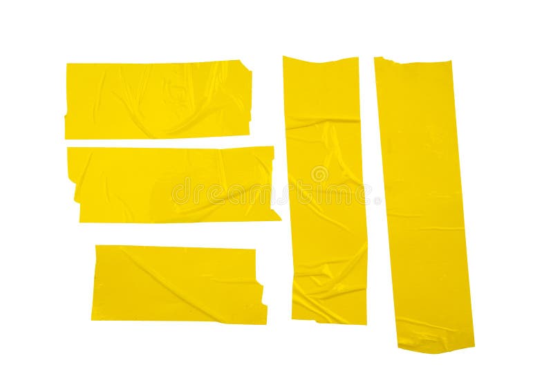 Pieces of Yellow Packaging Adhesive Tape, Isolate on a White Background ...