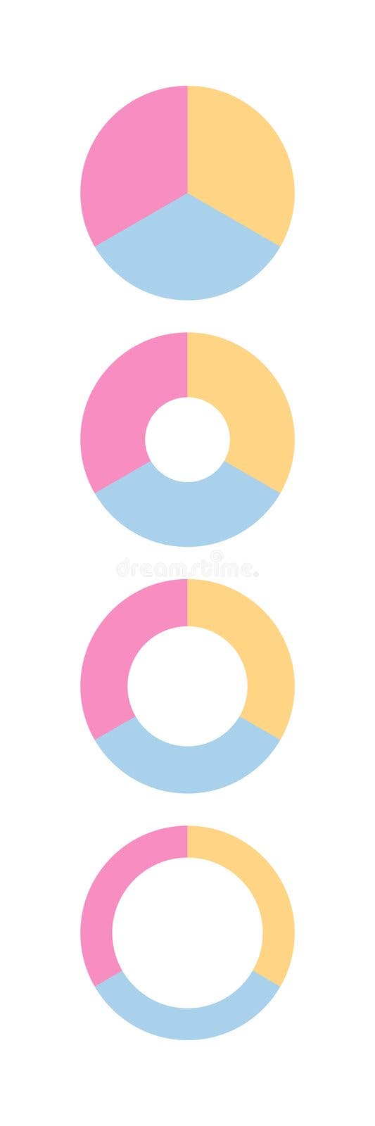 Piechart Section Template. Circle and Ring Graph with Tree Segments ...