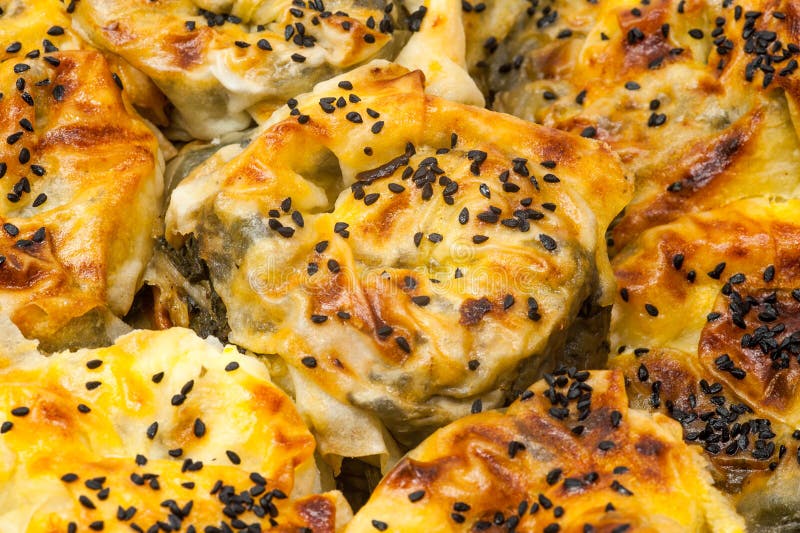 Piecrust Spinach Flan Turkish Borek with Sesame on Top Stock Image ...