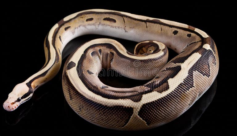 A Pied Ball Python Stand Out Against a Black Background Stock ...