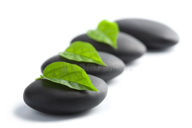 Piedras Del Zen Con Las Hojas Aisladas Foto de archivo - Imagen de ...
