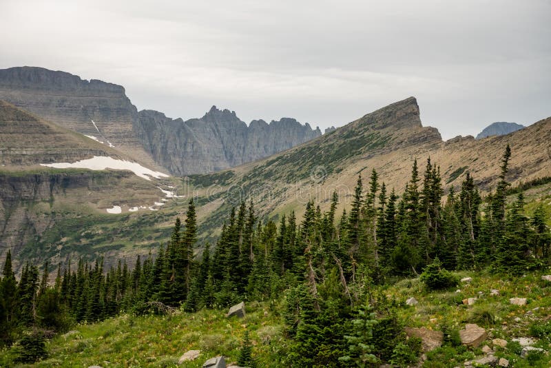 Piegan Pass Sits in the Saddle between Pollock Mountain and Cataract ...
