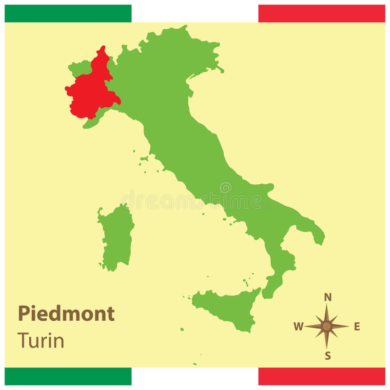 Piemonte on Italy Map. Vector Illustration Decorative Design Stock ...