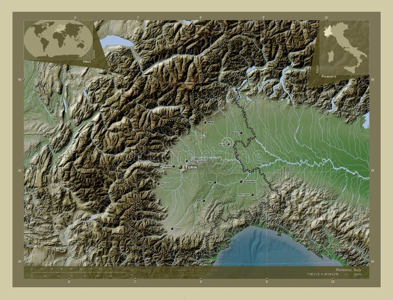 Piemonte, Italy. Wiki. Labelled Points of Cities Stock Illustration ...