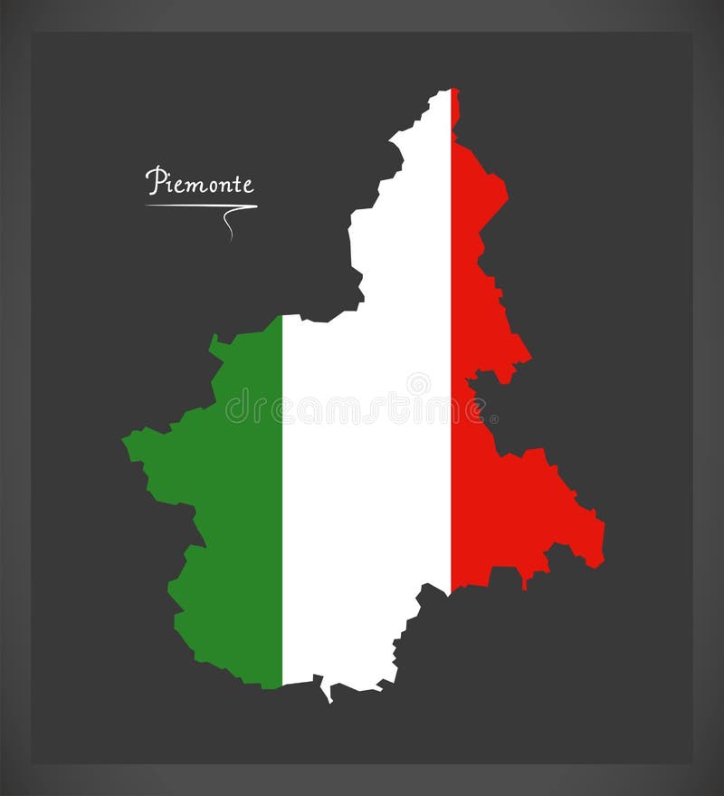 Piemonte Map with Italian National Flag Illustration Stock Vector ...