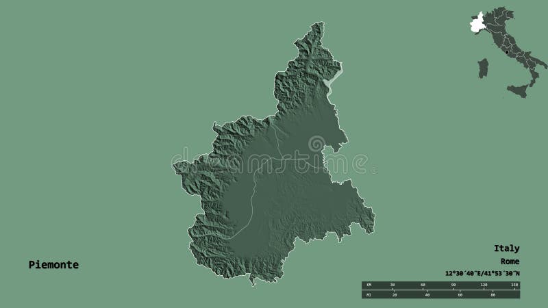 Piemonte, Region of Italy, Zoomed. Administrative Stock Illustration ...