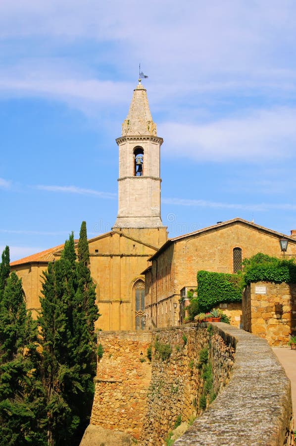 Pienza cathedral stock image. Image of tuscan, cypress - 17550921