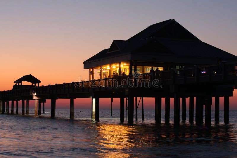 Pier 60 Sunset stock image. Image of pink, ocean, water - 19076595