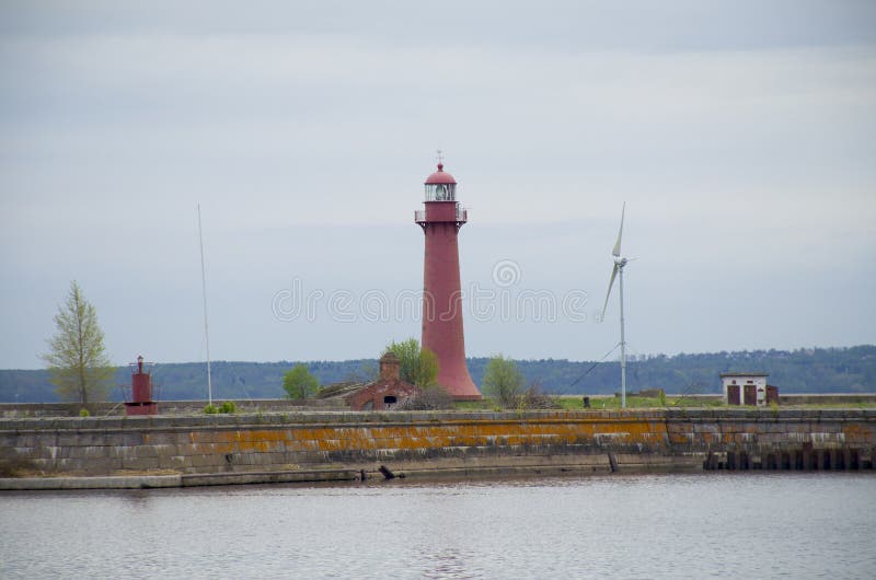 Pier with the Beacon Kronstadt Russia Stock Image - Image of reference ...