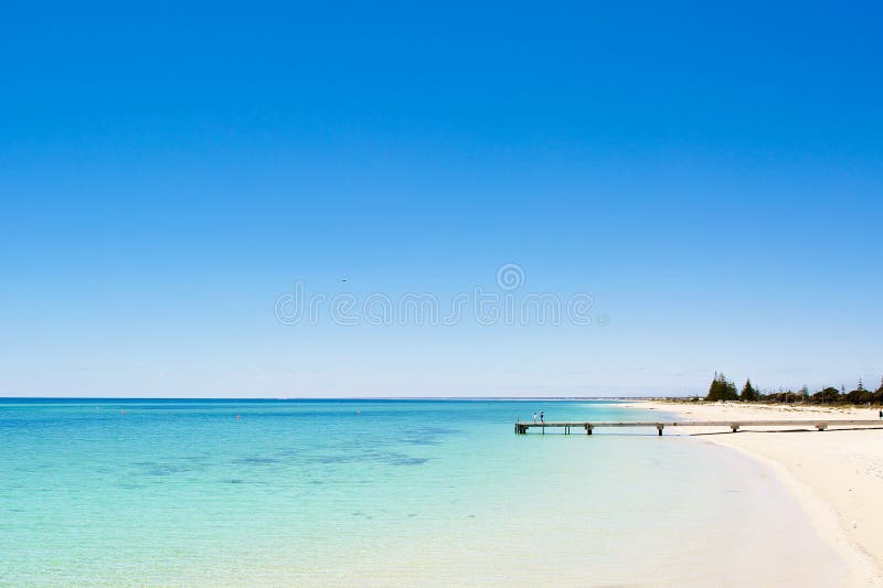 Pier in Blue Water of the Ocean Shore Stock Image - Image of freedom ...