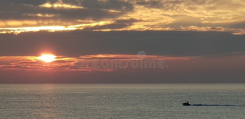 Pier Brighton Sunset Calm Boat Stock Image - Image of pier, sunset ...