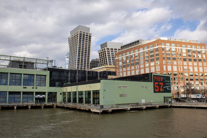 Pier 57 Building by the Hudson River. NYC, USA Editorial Stock Photo ...