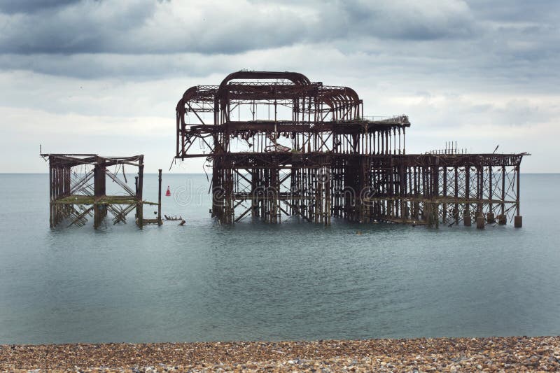 Burnt Down Brighton Pier Stock Photos - Free & Royalty-Free Stock ...