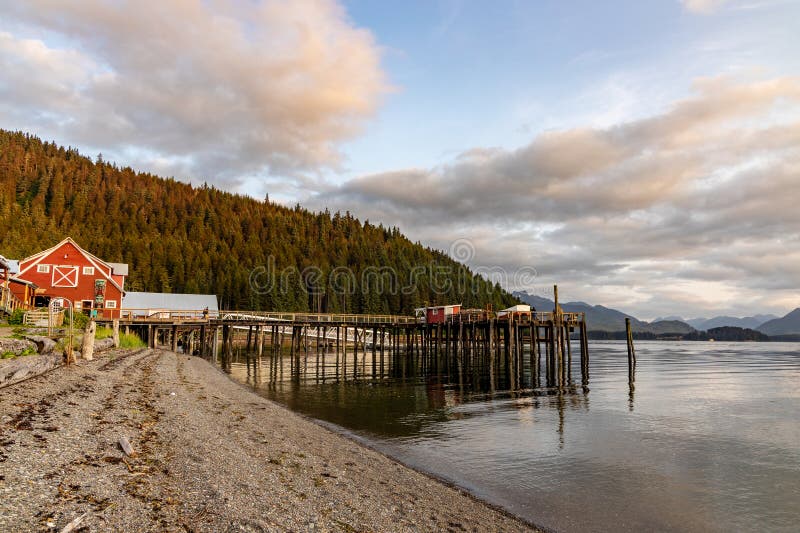 Pier and Cannery at Icy Strait Point, Alaska Stock Photo - Image of ...