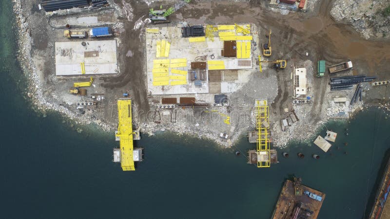 Pier construction project stock image. Image of pier - 321204809