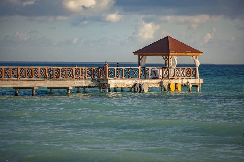 Pier in Dominicus stock image. Image of ocean, beach - 171814177
