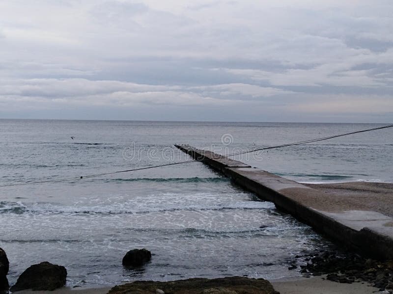 Pier Evening Sunset Sky Sea Stock Photo - Image of sunset, evening ...