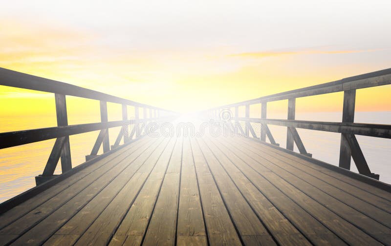 Pier in fog stock photo. Image of sunrise, pier, orange - 29174876