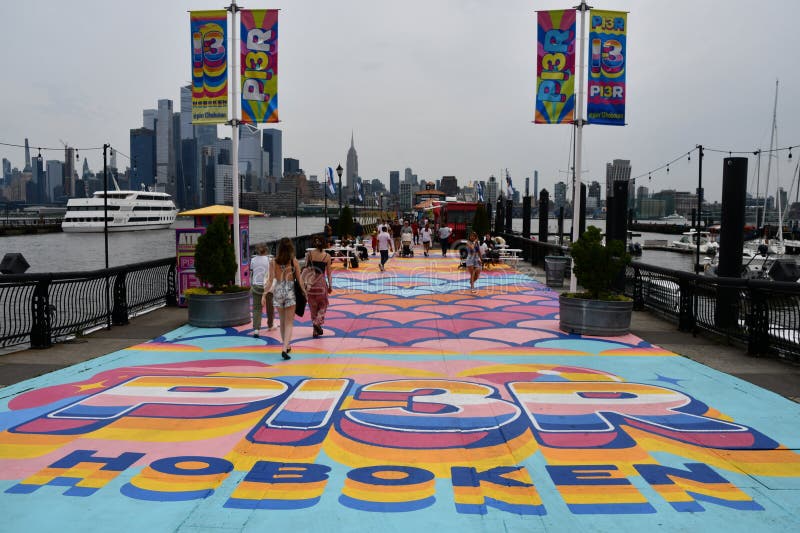 Pier 13 in Hoboken, New Jersey Editorial Stock Image - Image of leisure ...