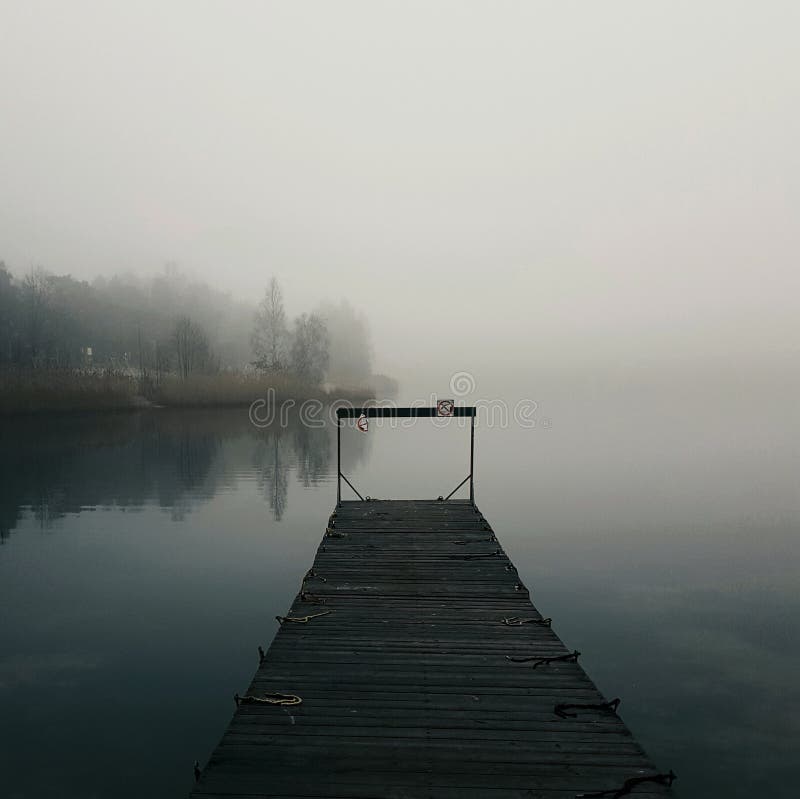 Pier on the Lake in the Fog Stock Image - Image of summer, calm: 129591979
