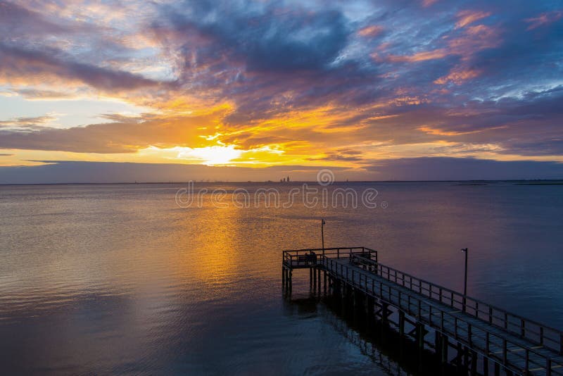 Mobile Bay at Sunset in June of 2021 on the Alabama Gulf Coast Stock ...